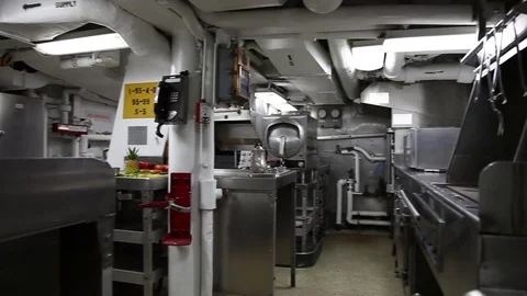 Battleship kitchen room | Stock Video | Pond5