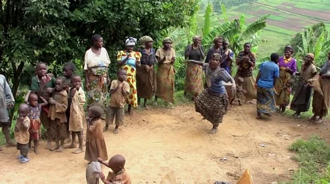 Batwa pygmies dancing at Lake Bunyonyi, ... | Stock Video | Pond5