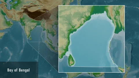 Bay of Bengal. Physical map. Patterson C... | Stock Video | Pond5