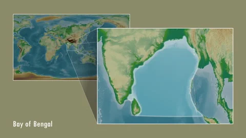 Bay of Bengal. Physical map. Patterson C... | Stock Video | Pond5