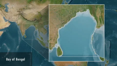Bay of Bengal. Satellite map. Patterson ... | Stock Video | Pond5