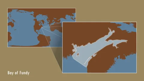 Bay of Fundy. Solid map. Patterson Cylin... | Stock Video | Pond5