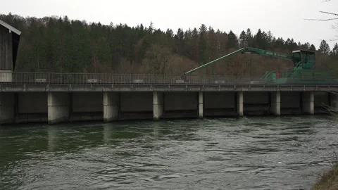 Bayerbrunn hydropower power dam fishing ... | Stock Video | Pond5