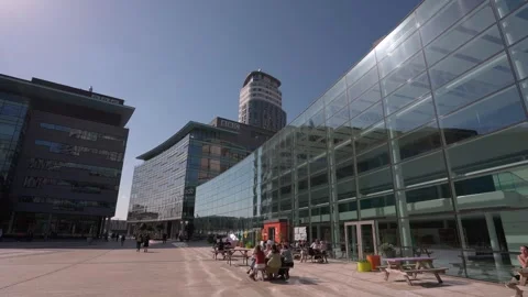 The BBC building at MediaCityUK in Manch... | Stock Video | Pond5