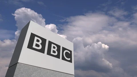 BBC logo against sky background, editori... | Stock Video | Pond5