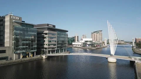 BBC Quay House and Media City Footbridge... | Stock Video | Pond5