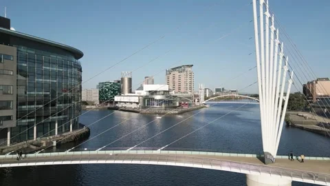 BBC Quay House and Media City Footbridge... | Stock Video | Pond5