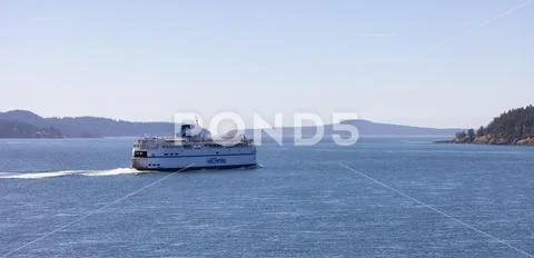 BC Ferries Passing By the islands on the West Coast of Pacific Ocean ...