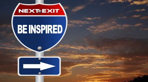 be inspired road sign with flowing cloud... | Stock Video | Pond5