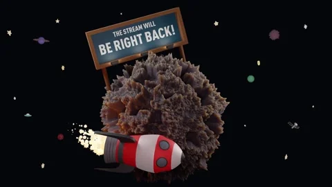 BE RIGHT BACK Rocket looping stream anim... | Stock Video | Pond5