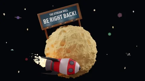 BE RIGHT BACK Rocket looping stream anim... | Stock Video | Pond5