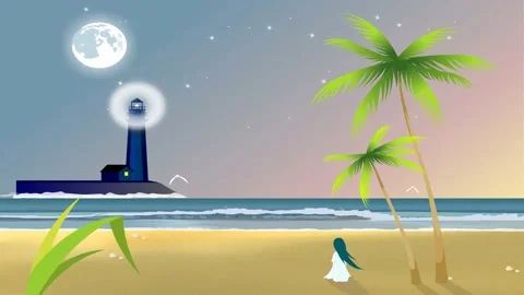beach background and 2d animation, light... | Stock Video | Pond5