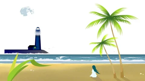 beach background and 2d animation, light... | Stock Video | Pond5