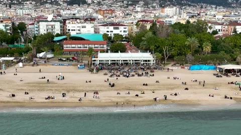 Beach Bar aerial view 4k | Stock Video | Pond5