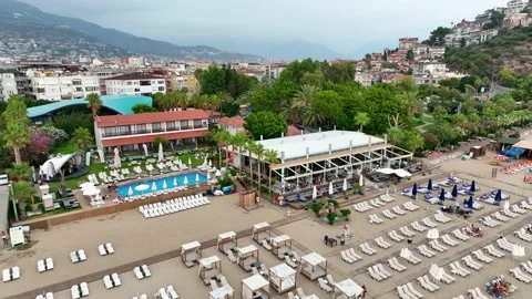 Beach Bar aerial view 4k | Stock Video | Pond5