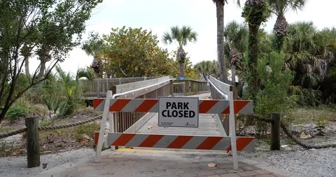 Beach boardwalk closed during Pandemic C... | Stock Video | Pond5