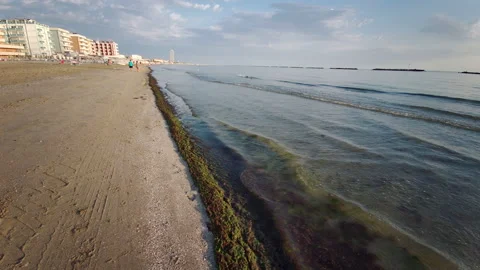 beach of cesenatico rimini covered with ... | Stock Video | Pond5