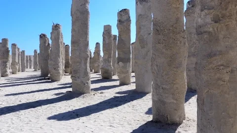 Beach with a columns of sand | Stock Video | Pond5