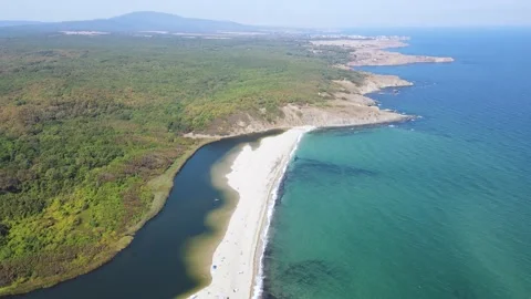 Beach at the mouth of the Veleka River, ... | Stock Video | Pond5
