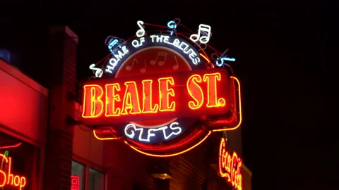 Beale Street Gifts Neon Sign in Memphis | Stock Video | Pond5