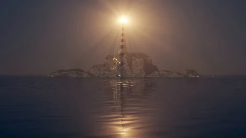 Beam of light from a lighthouse rotating... | Stock Video | Pond5