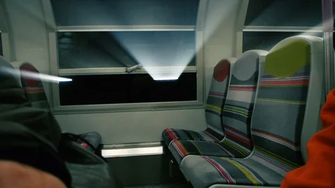 beams of light coming through the train ... | Stock Video | Pond5