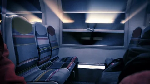 beams of light coming through the train ... | Stock Video | Pond5