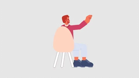 Bearded european man sitting in chair 2D... | Stock Video | Pond5