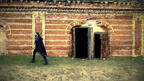 Bearded man dressed in assassin's costum... | Stock Video | Pond5