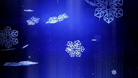 beautiful 3d snowflakes fly in air at ni... | Stock Video | Pond5