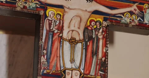 A beautiful adorned cross with the figur... | Stock Video | Pond5
