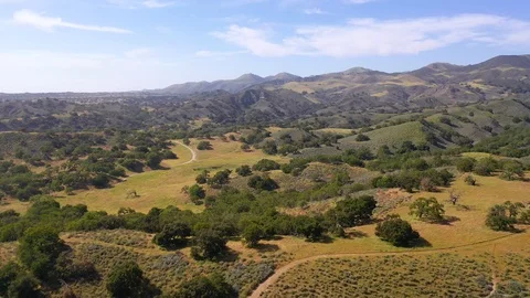 Beautiful aerial over ranch land in Sant... | Stock Video | Pond5