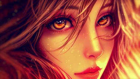 Beautiful anime girl's face studded with... | Stock Video | Pond5