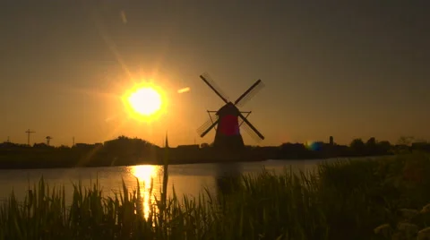 Beautiful authentic old windmill on the ... | Stock Video | Pond5