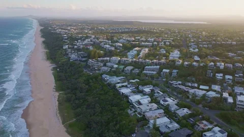 Beautiful beach at sunset inland view of... | Stock Video | Pond5