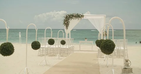 Beautiful Beach Wedding Setup, Tropical ... | Stock Video | Pond5