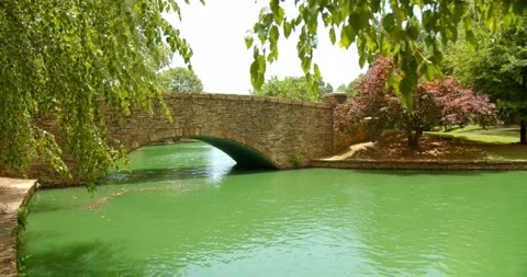 Beautiful Brick Bridge in Park, Peaceful... | Stock Video | Pond5