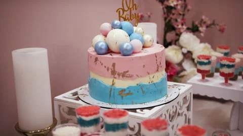 Beautiful buffet with many sweet turquoi... | Stock Video | Pond5