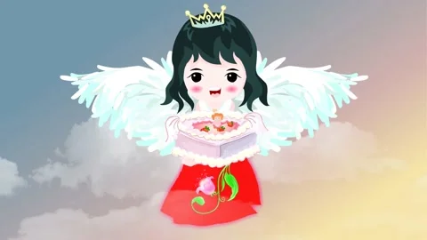 beautiful cartoon fairy girl flying, Bac... | Stock Video | Pond5