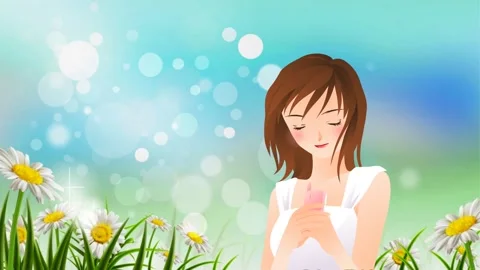 beautiful cartoon girl 2d animation, bac... | Stock Video | Pond5