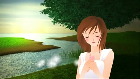 beautiful cartoon girl 2d animation, bac... | Stock Video | Pond5