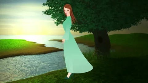 beautiful cartoon girl 2d animation, bac... | Stock Video | Pond5