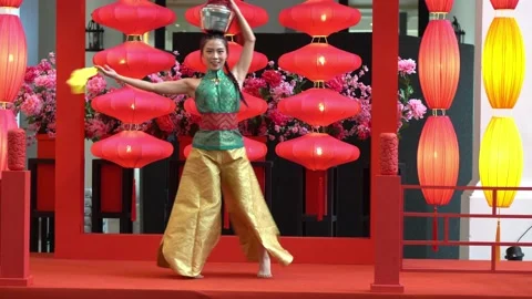 Beautiful Chinese girl dance at stage | Stock Video | Pond5