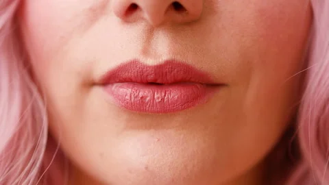 Beautiful chubby lips. Woman's tongue se... | Stock Video | Pond5