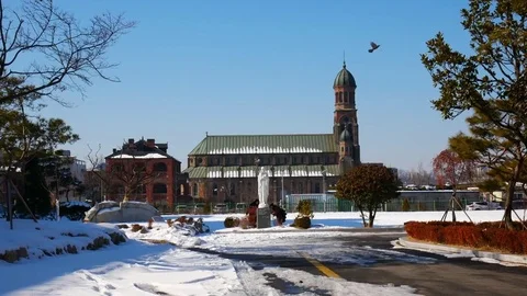 Beautiful church at Jeonju Hanok Village... | Stock Video | Pond5