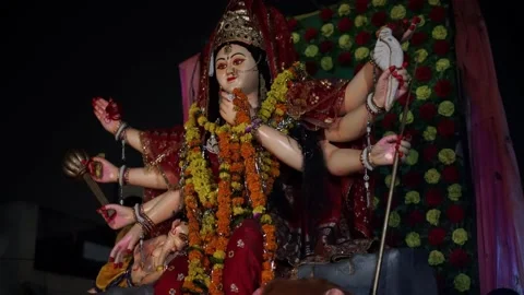 Beautiful Closeup of Indian Goddess Maa ... | Stock Video | Pond5