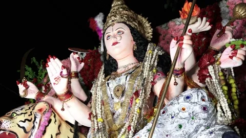 Beautiful Closeup of Indian Goddess Maa ... | Stock Video | Pond5