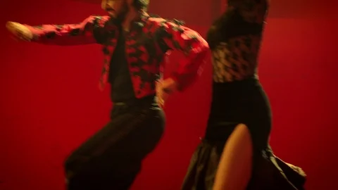 Beautiful couple dancing latin dance on ... | Stock Video | Pond5