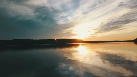 This is a beautiful drone shot of sunset... | Stock Video | Pond5