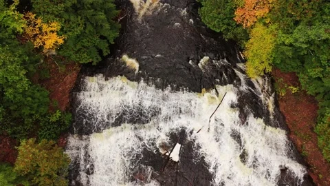 Beautiful fall pull out look down aerial... | Stock Video | Pond5